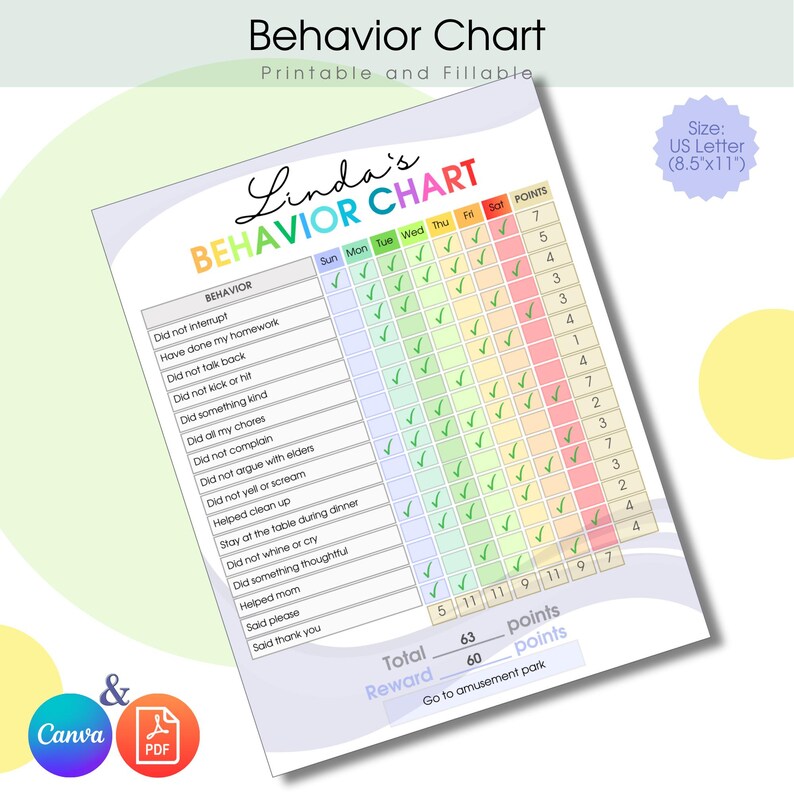 Printable Daily Behavior Chart for Kids - at Home Good Behavior ...