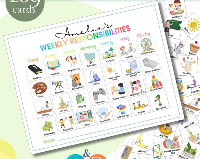 Editable Kids Daily Routine Cards & Chore Chart - Visual Schedule for ...