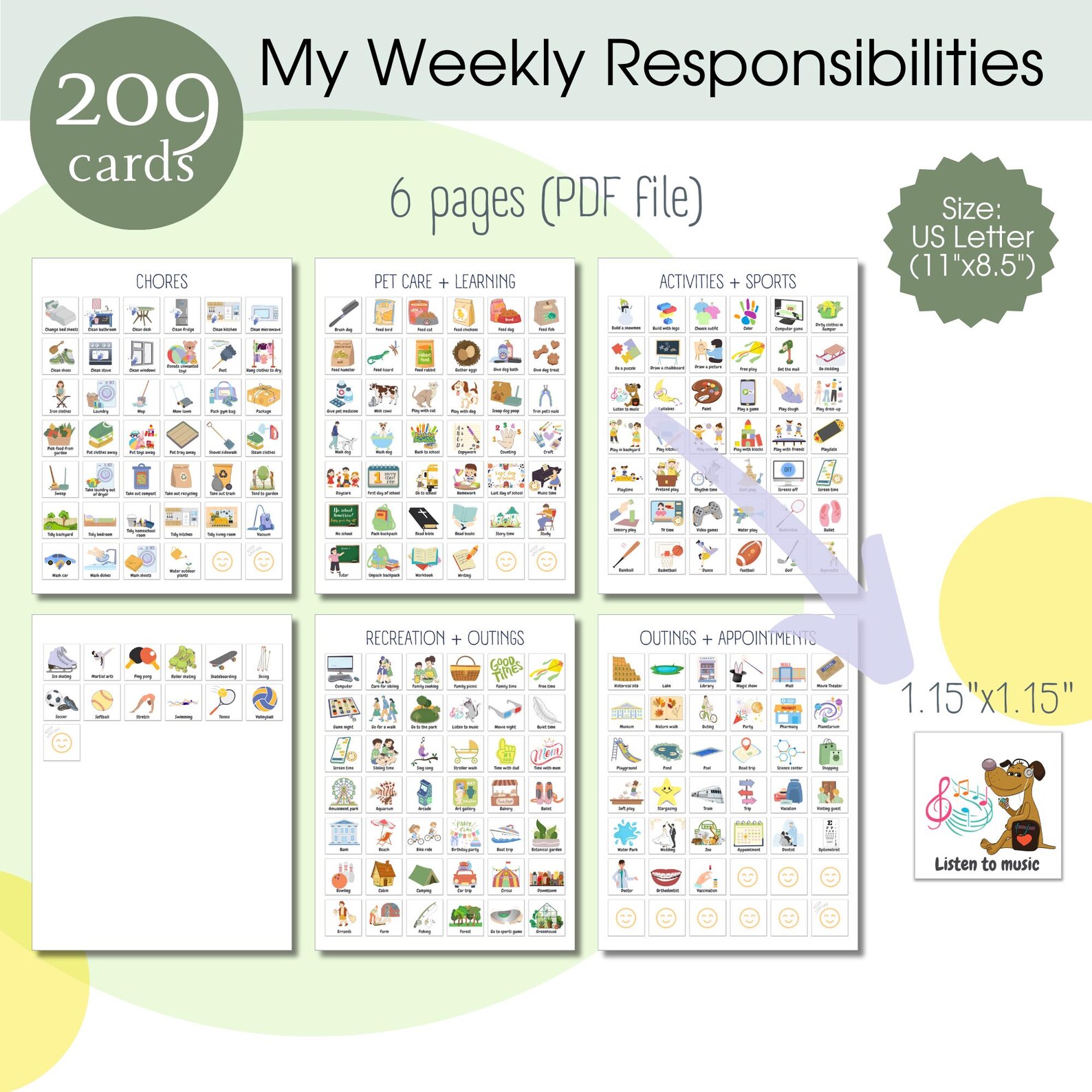 Weekly Responsibilities Chore Chart, Printable Visual Schedule ...