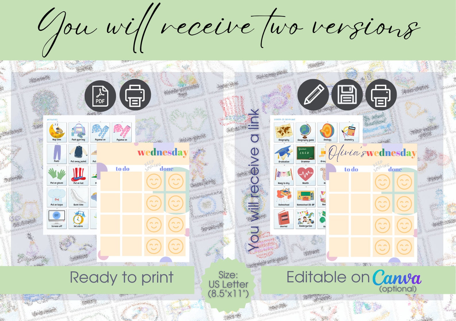 Editable Kids Daily Routine Cards, Chore Chart, Visual Schedule for ...