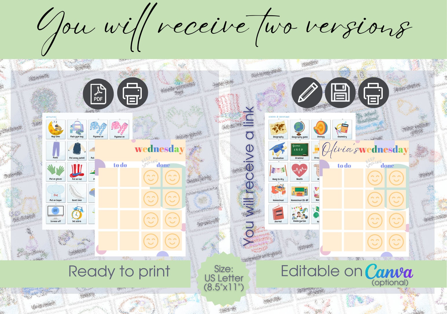 Editable Kids Daily Routine Cards, Chore Chart, Visual Schedule for ...