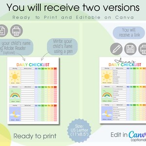 Kids Daily School Checklist, Responsibility Chart, to Do List, Editable ...