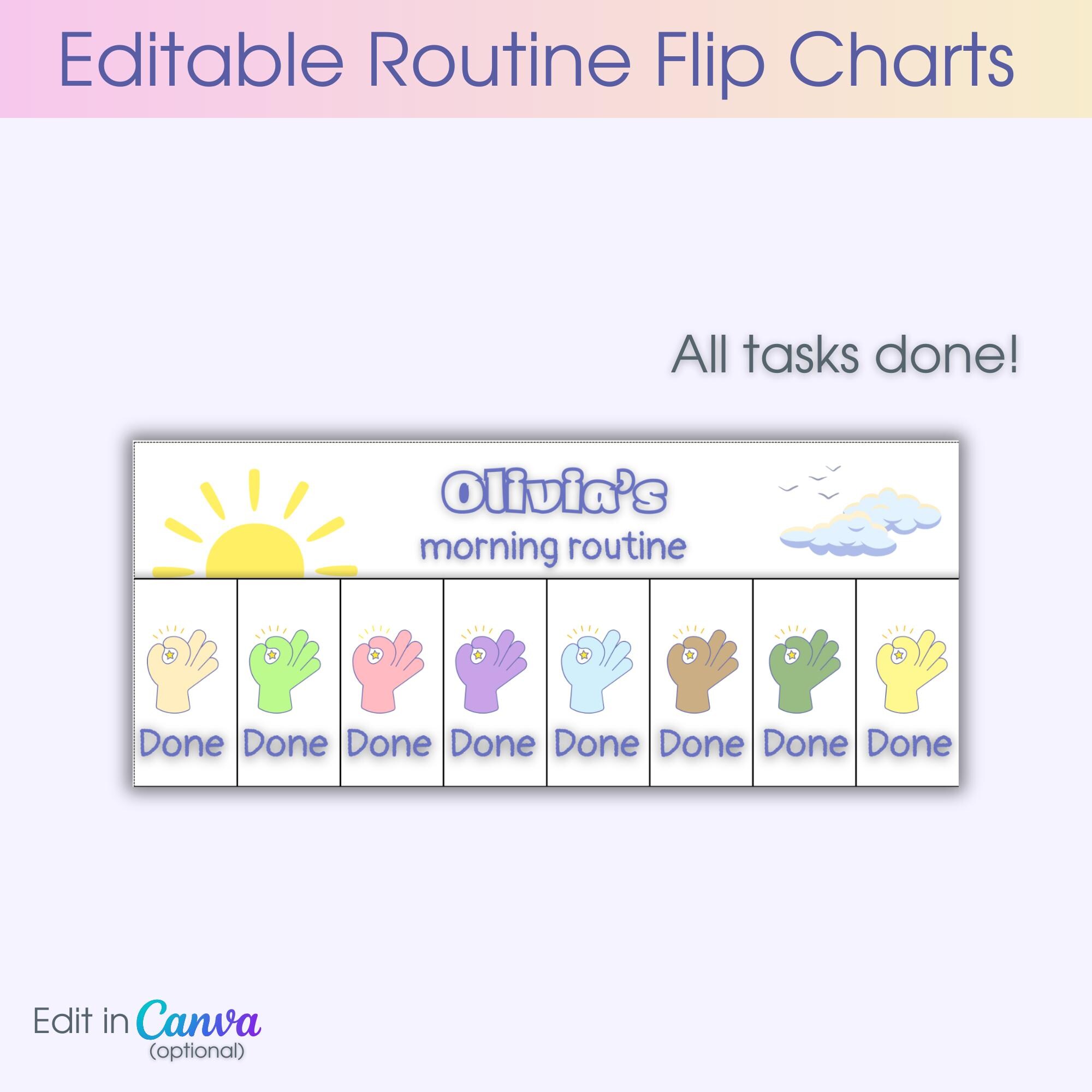 Editable Morning Routine Flip Chart for Kids, Chore Flipchart, Daily ...