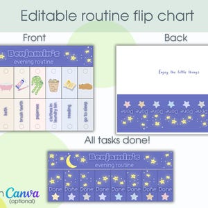 Editable Evening Routine Flip Chart for Kids, Chore Flipchart, Daily ...