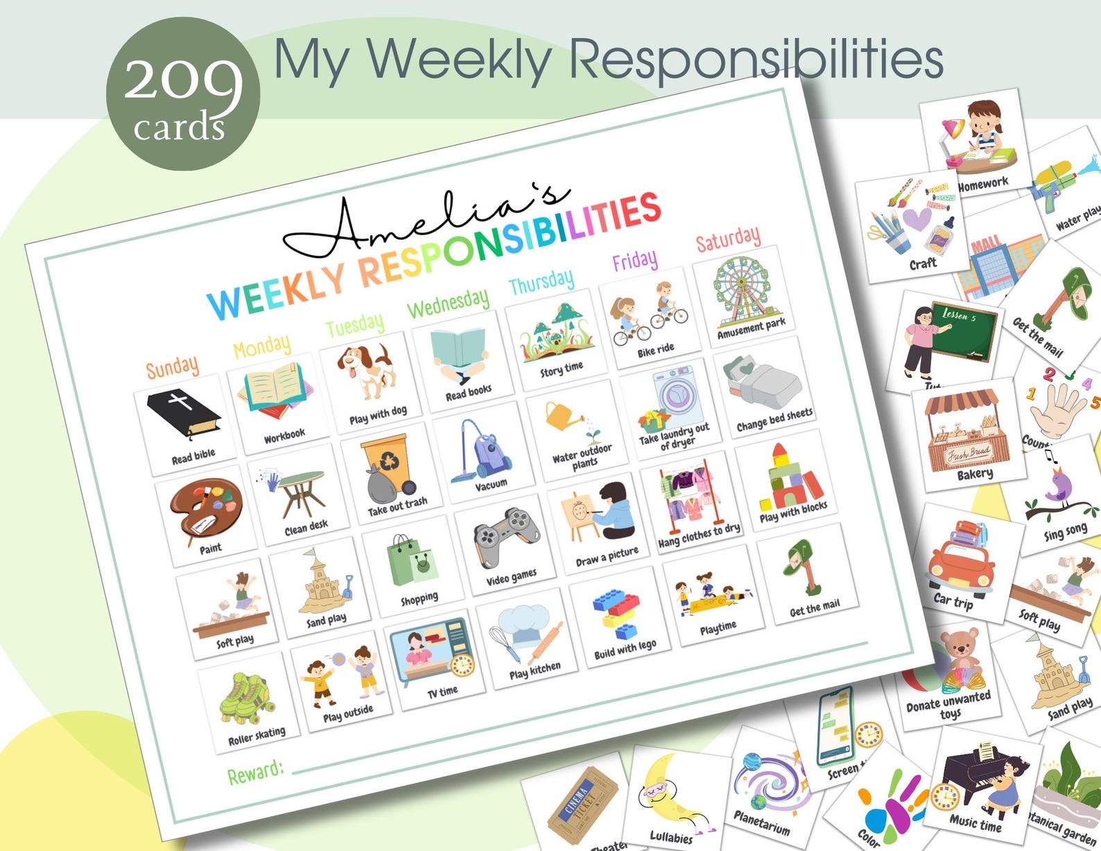 Weekly Kids Calendar, Printable Visual Schedule, Perpetual Calendar ...