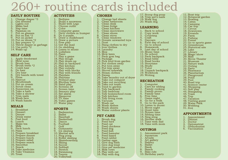 Editable Kids Daily Routine Cards, Chore Chart, Visual Schedule for ...