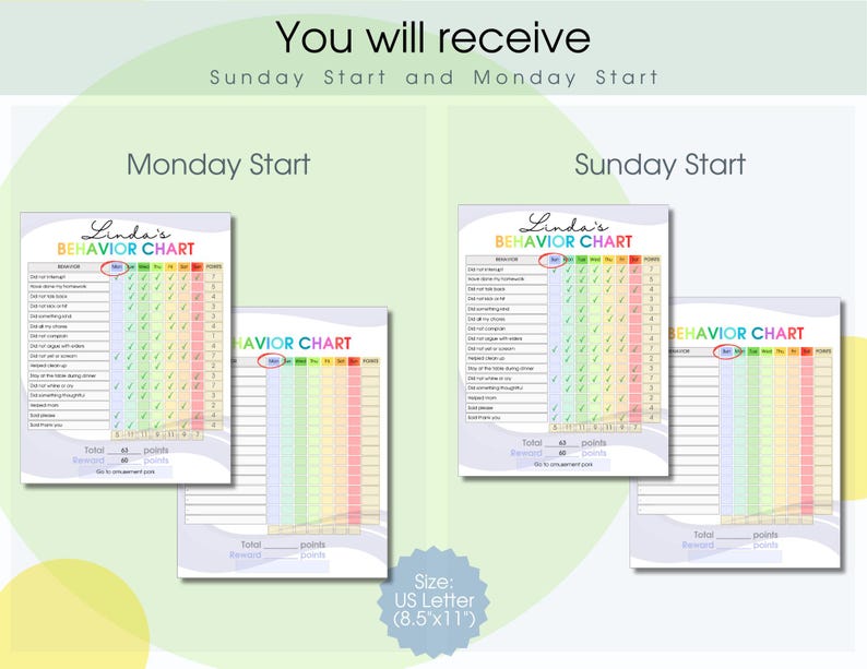 Printable Daily Behavior Chart for Kids at Home Good Behavior & Reward ...