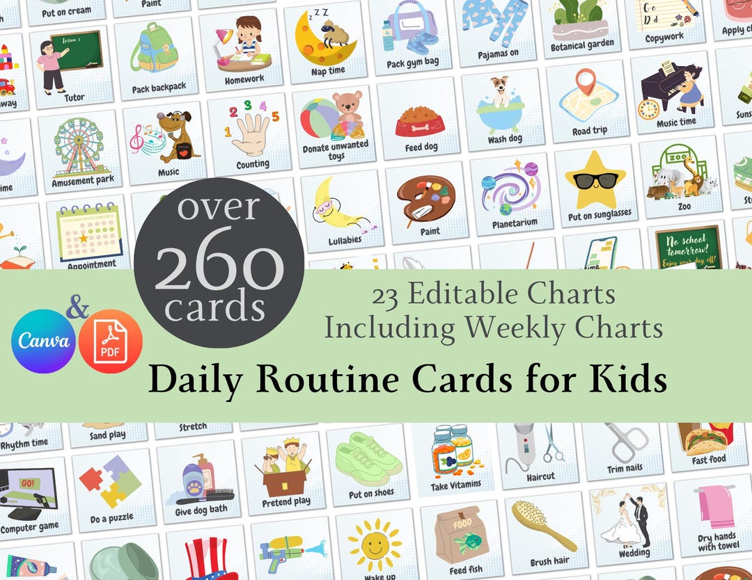 Editable Kids Daily Routine Cards & Chore Chart - Visual Schedule for ...