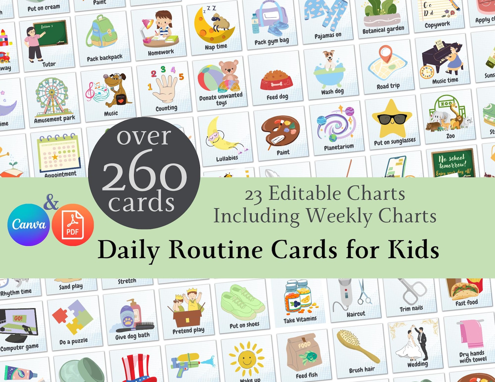 Editable Kids Daily Routine Cards & Chore Chart - Visual Schedule for ...