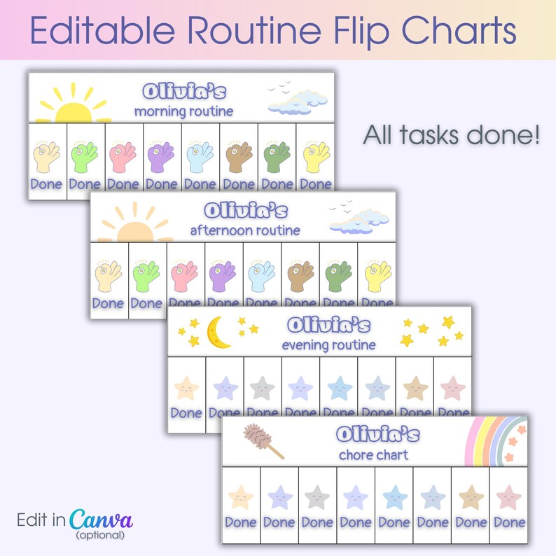 Routine Flip Chart | Editable Daily Routine & Rhythm for Kids | Morning ...