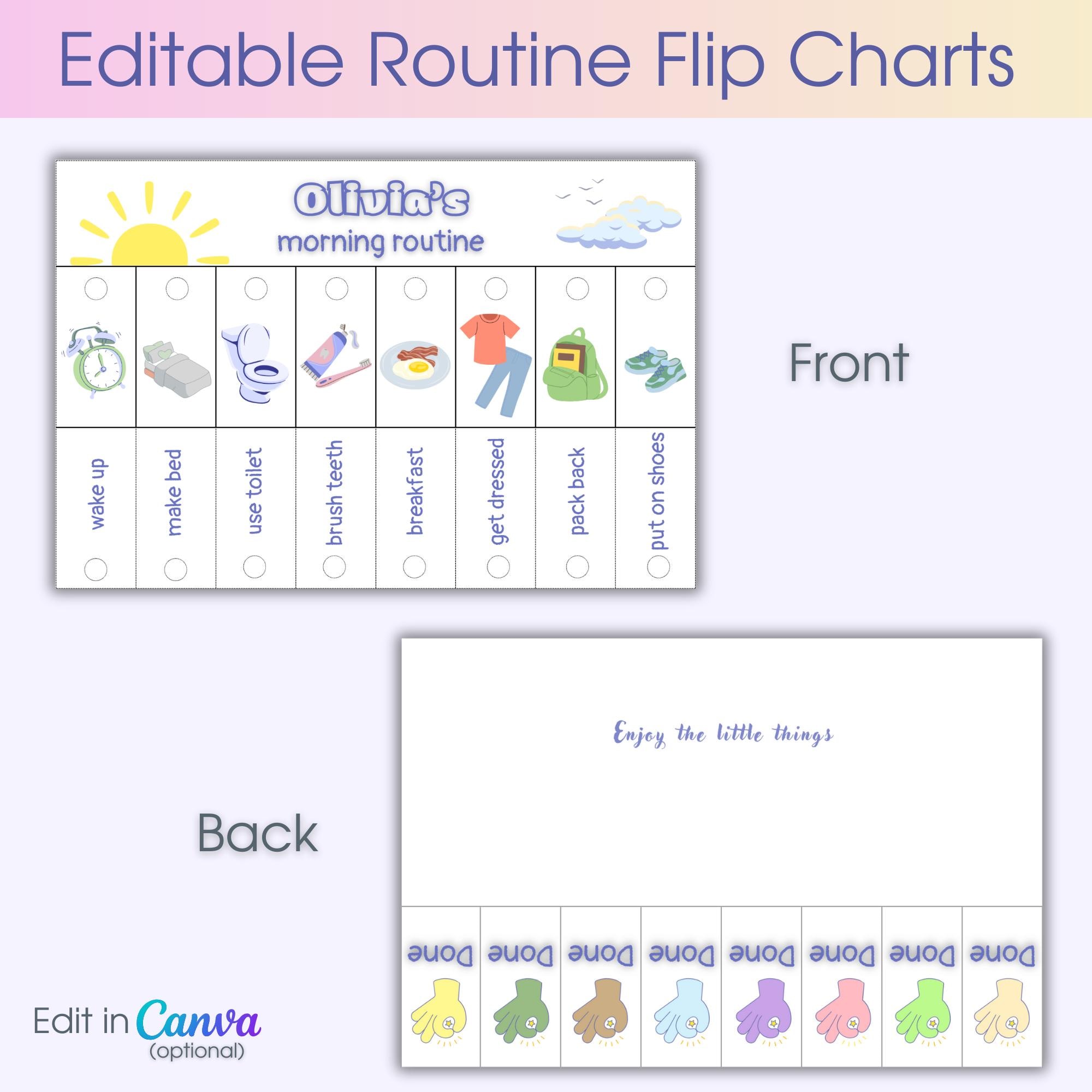 Editable Morning Routine Flip Chart for Kids, Chore Flipchart, Daily ...