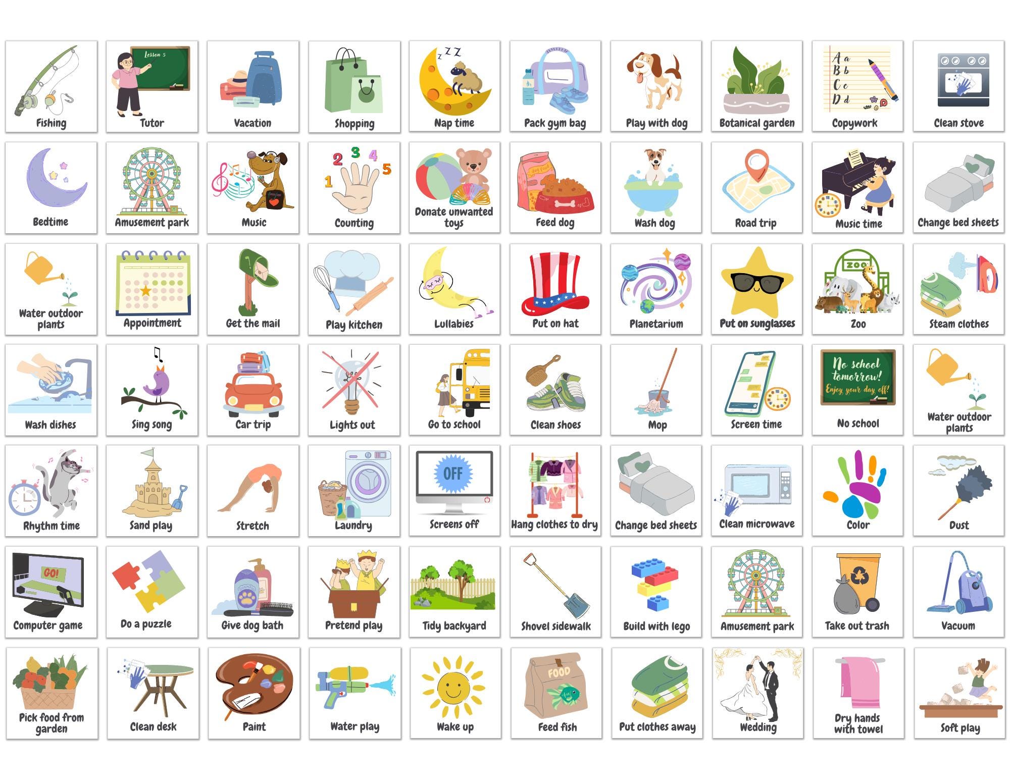 Weekly Kids Calendar, Printable Visual Schedule, Perpetual Calendar ...