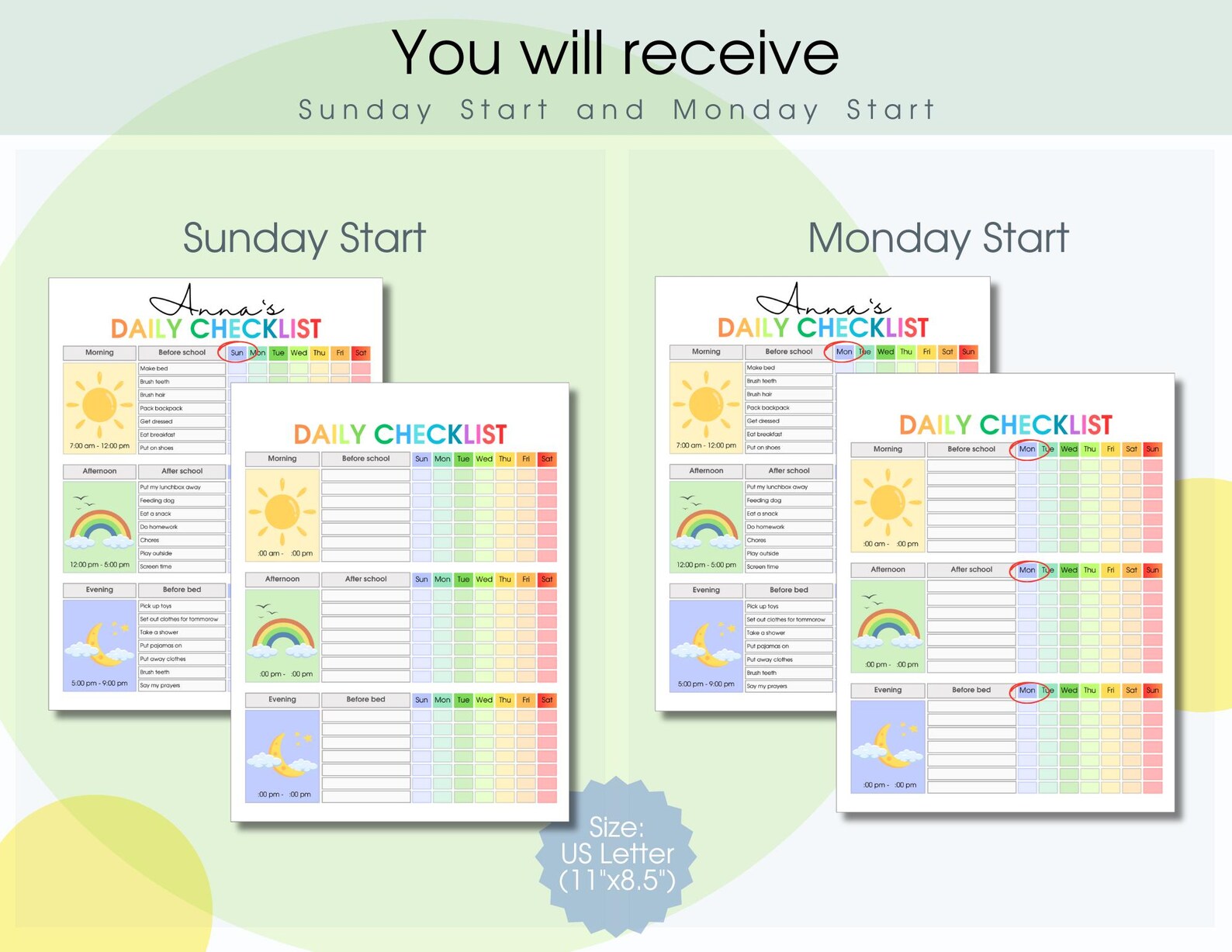 Kids Daily School Checklist, Responsibility Chart, to Do List, Editable ...