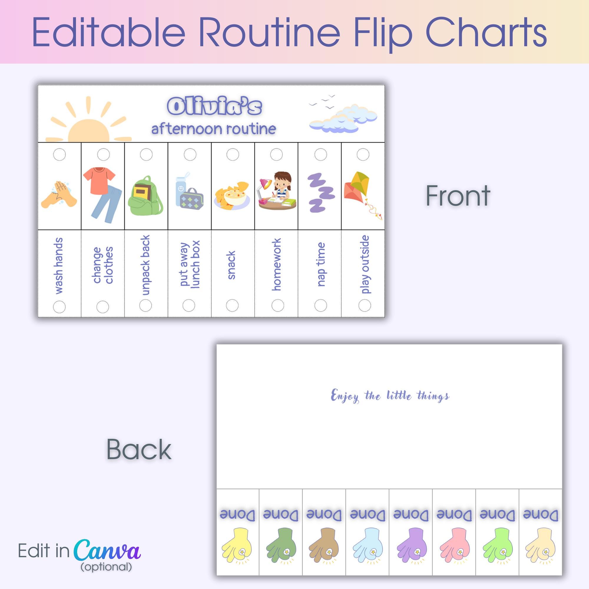 Routine Flip Chart | Editable Daily Routine & Rhythm for Kids | Morning ...