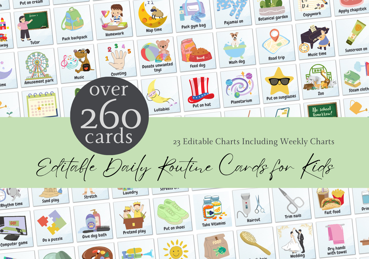Editable Kids Daily Routine Cards, Chore Chart, Visual Schedule for ...