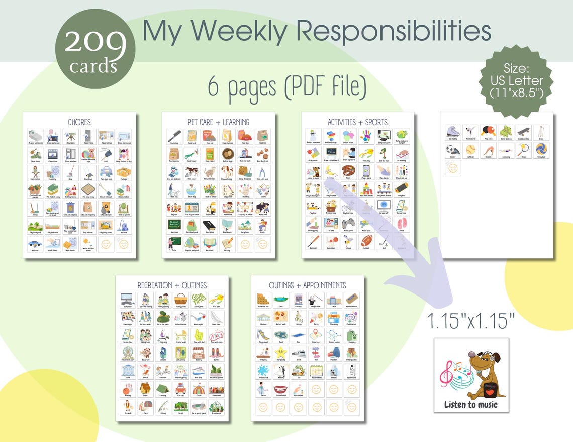 Weekly Kids Calendar, Printable Visual Schedule, Perpetual Calendar ...