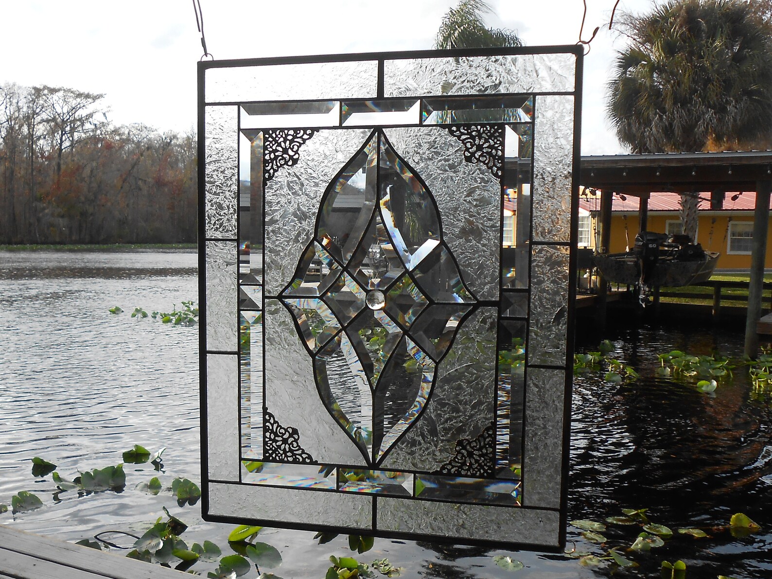 Vintage Look Stained Glass Window Panel Textured & Beveled - Etsy