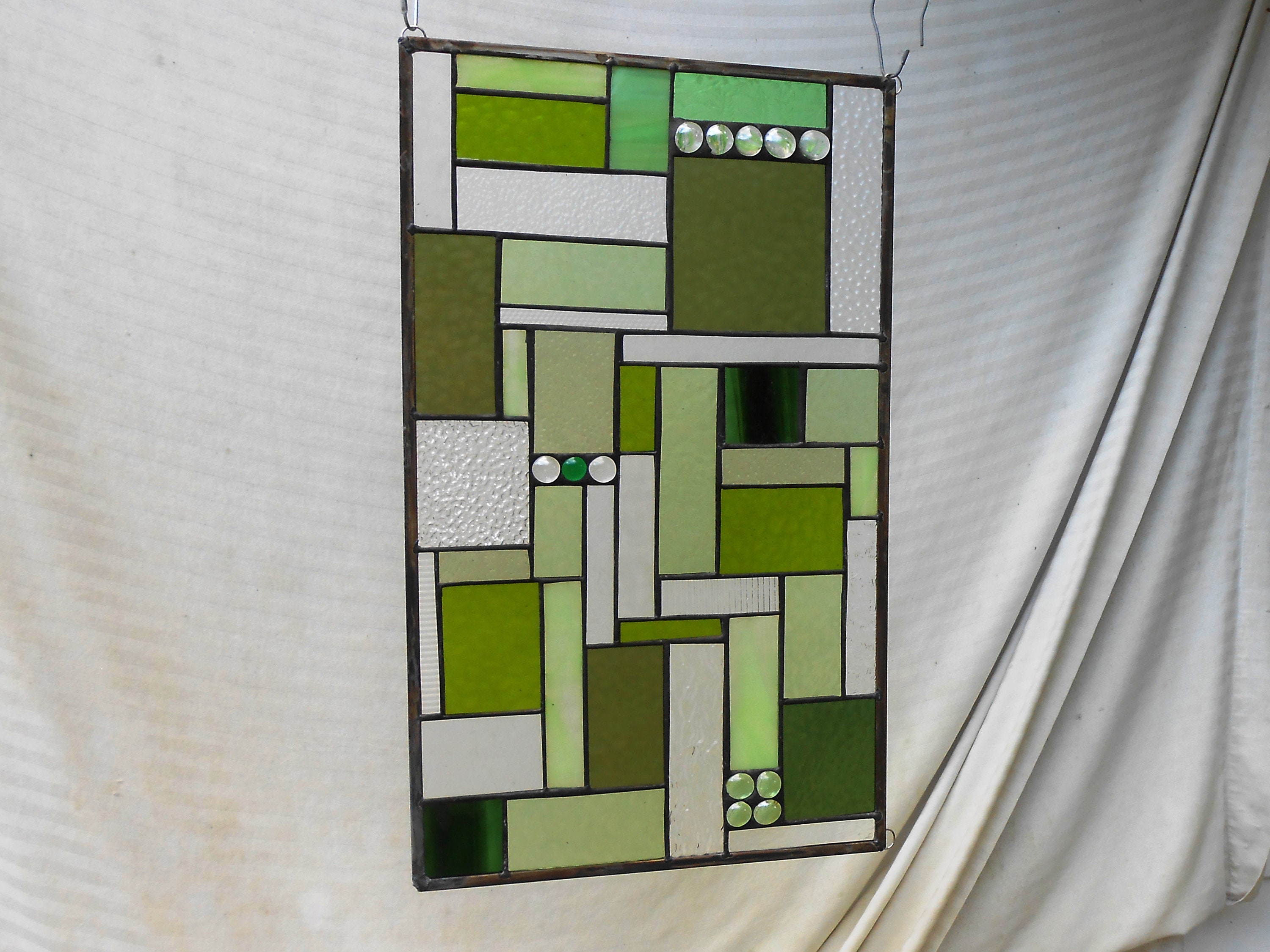 Stained Glass Patchwork Quilt Window Panel Geometric Stained | Etsy