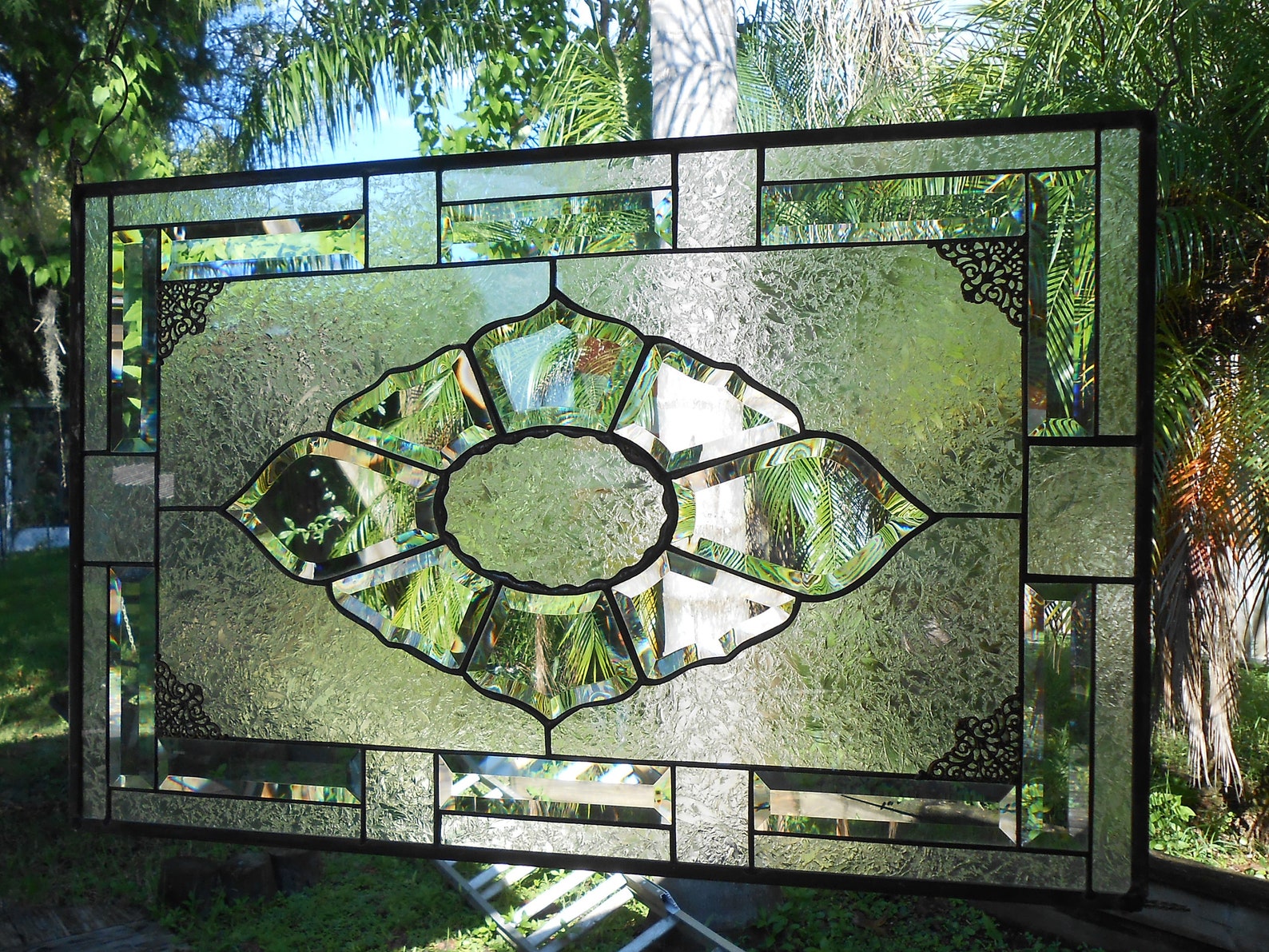 Large Stained Glass Window Beveled Stained Glass Panel Glass - Etsy