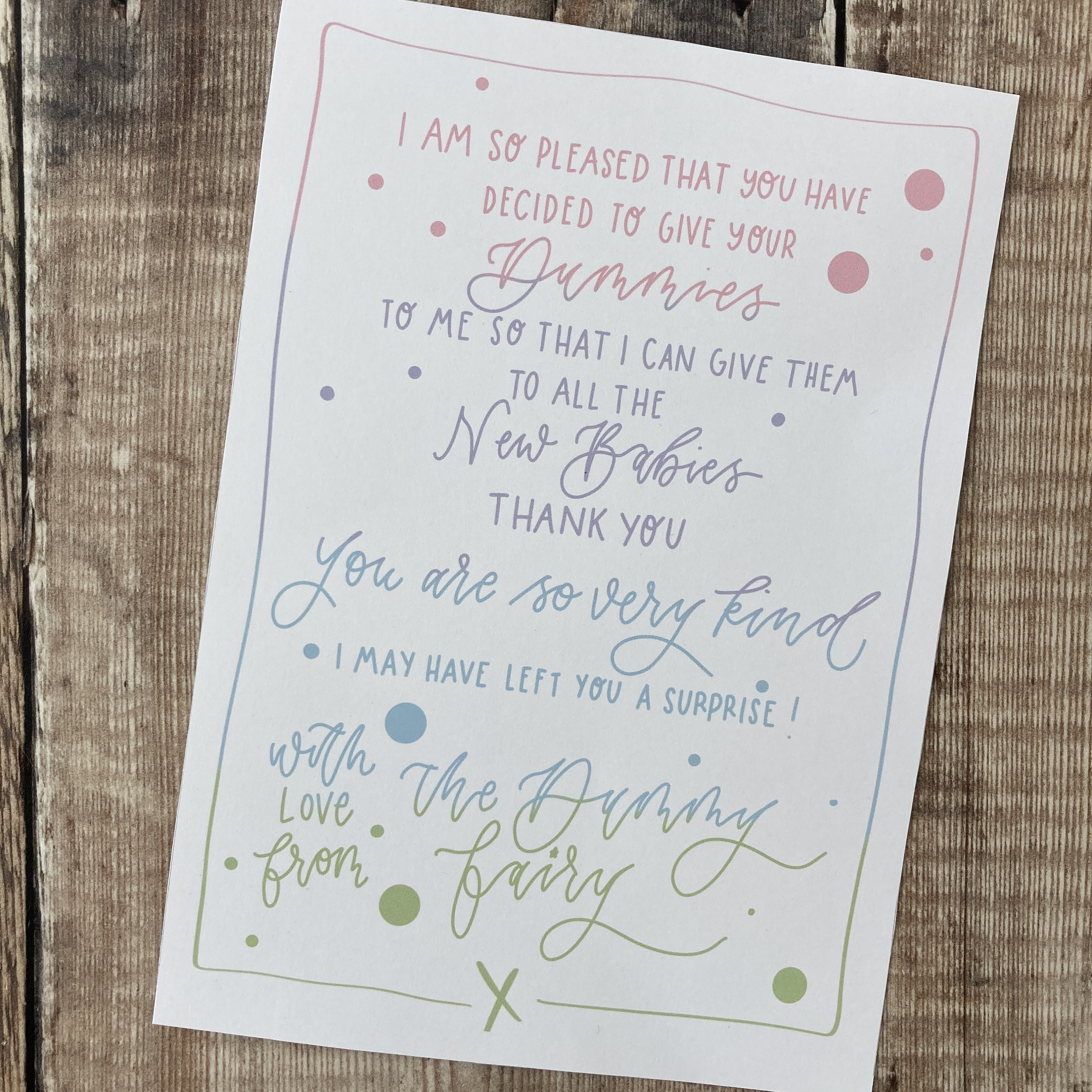 Dummy Fairy Letter From the Dummy Fairy Dummy Downloadable - Etsy Australia