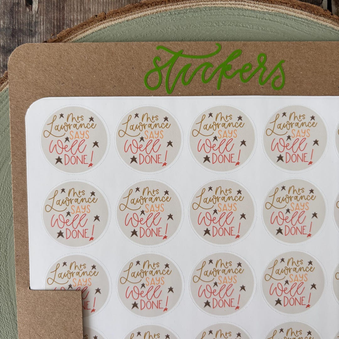 Personalised Teacher Stickers: Well Done Reward Stickers - Etsy