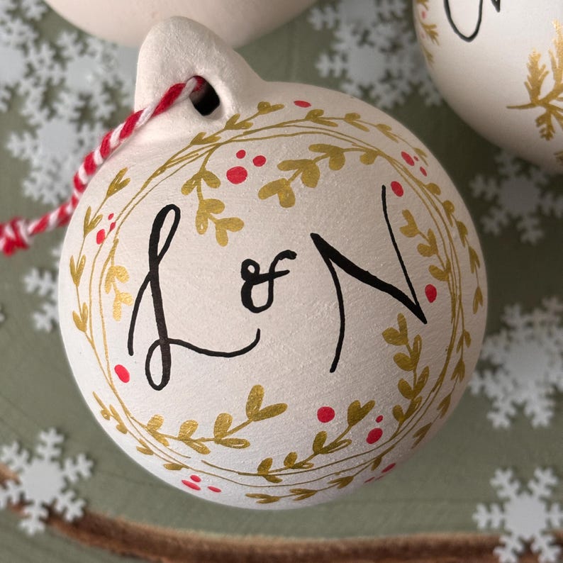Personalised Ceramic Christmas Bauble, Hand-lettered Calligraphy ...