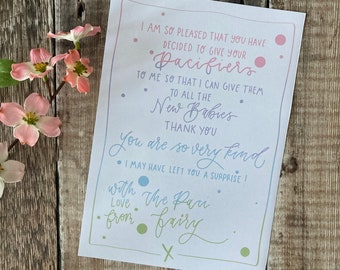 Paci Fairy Letter - Etsy