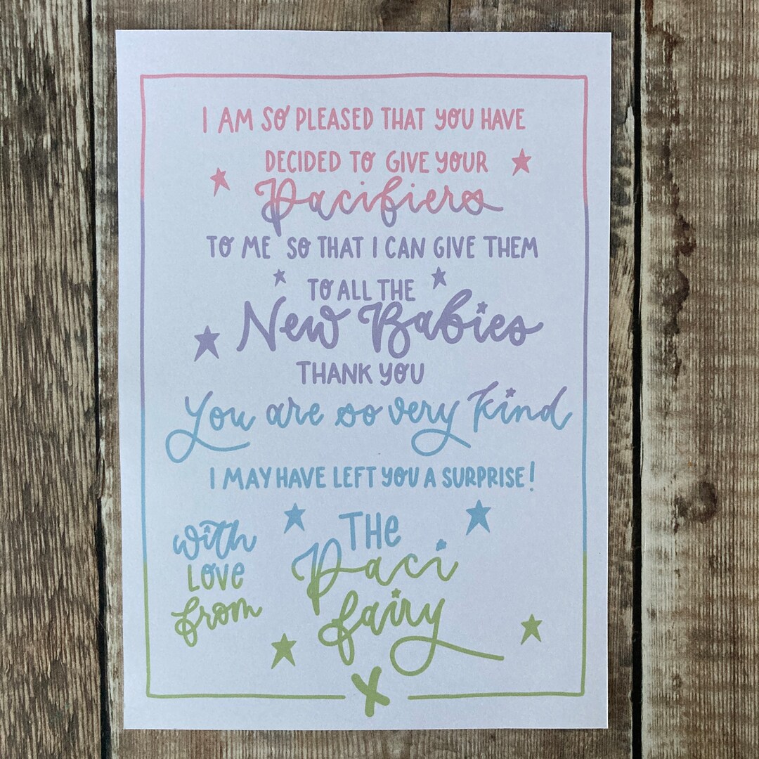 Letter From the Paci Fairy: Printable Keepsake (digital Download) - Etsy