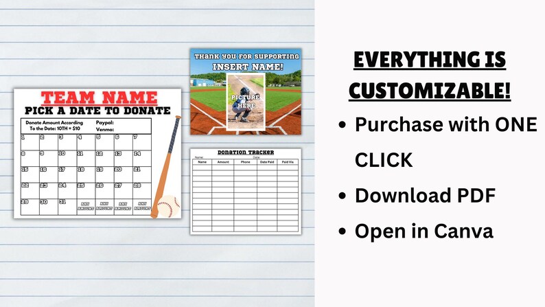 EDITABLE Baseball Fundraiser Template Baseball Season Printable "pick a ...