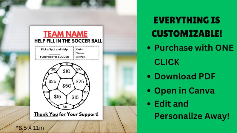 EDITABLE Soccer Fundraising Template, Fill in the Soccer Ball Template ...
