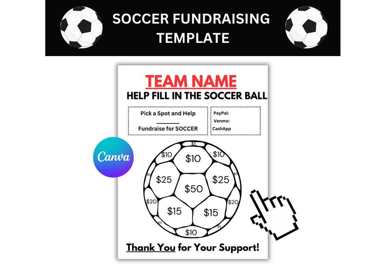 EDITABLE Soccer Fundraising Template, Fill in the Soccer Ball Template ...