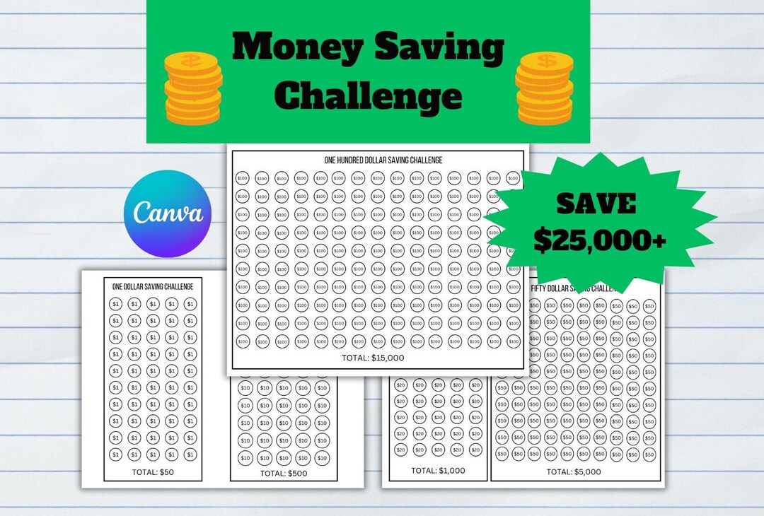 EDITABLE Money Saving Challenge, Printable Tracker Template BUNDLE for ...