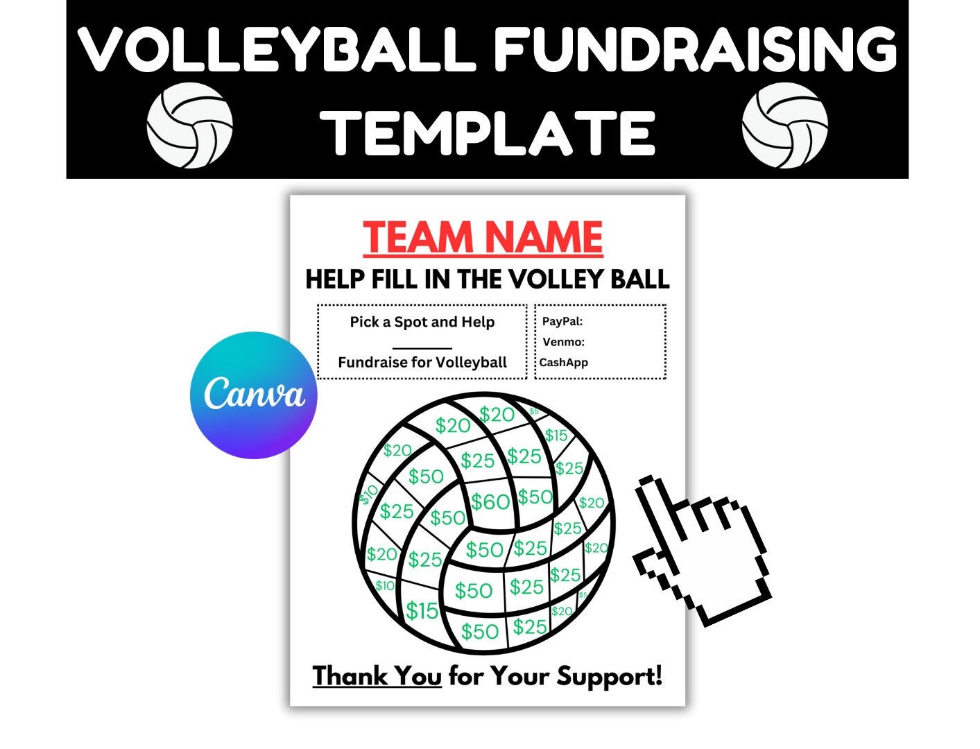 EDITABLE Volleyball Fundraising Template, Fill in the Volleyball ...