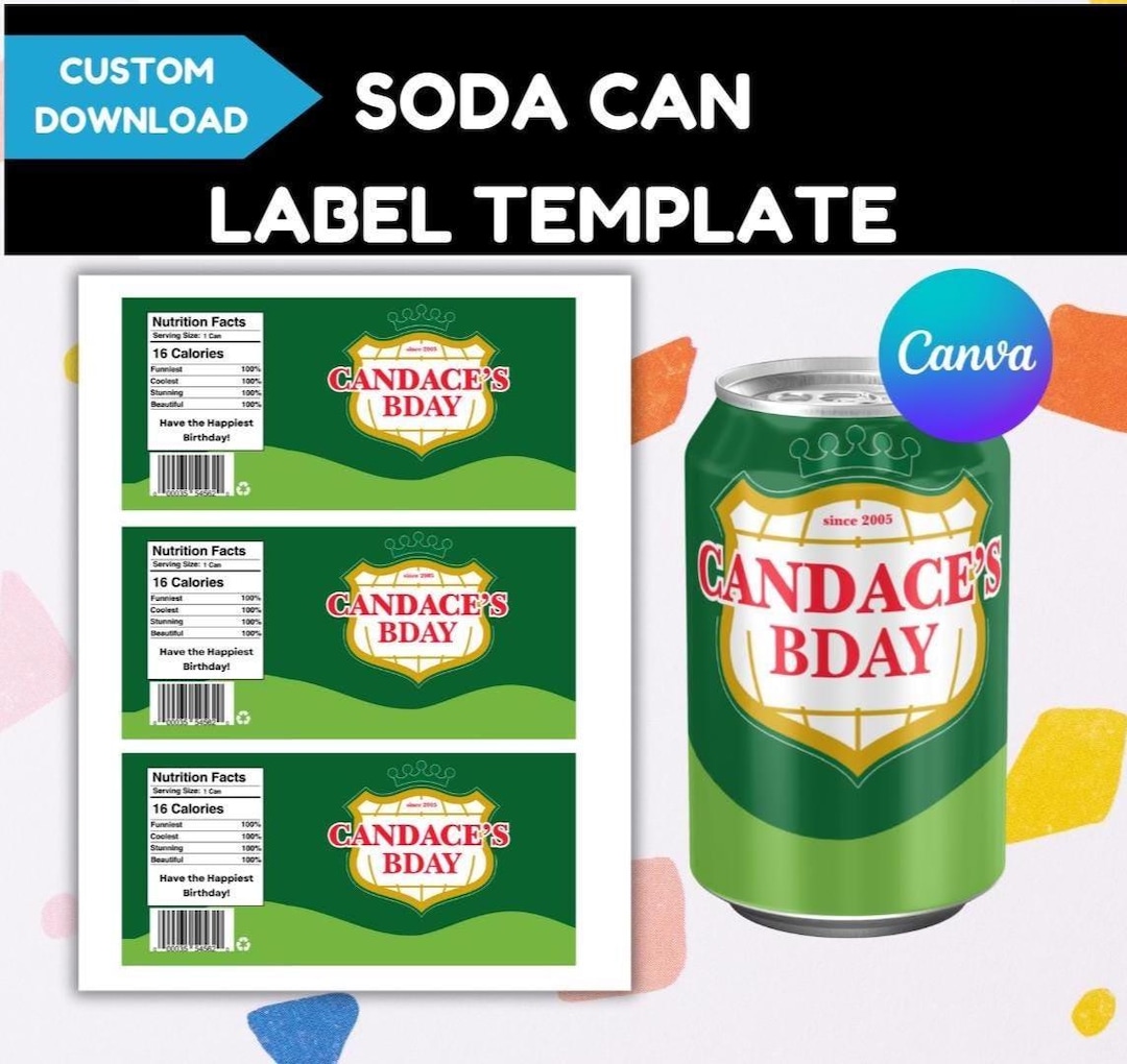MINI Custom Soda Can Label Party Decor Personalized Name Party Favor ...