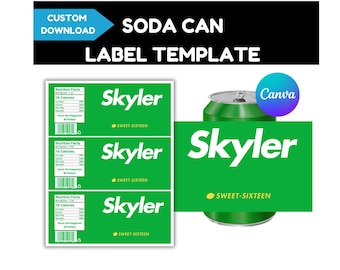 Custom Soda Can Label Party Decor Personalized Name Party Favor Soda ...