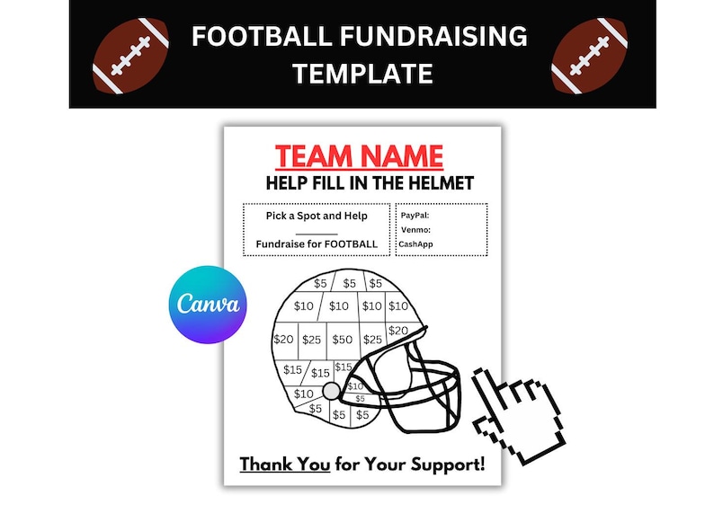 EDITABLE Football Fundraising Form, Fill in My Helmet Fundraising Form ...