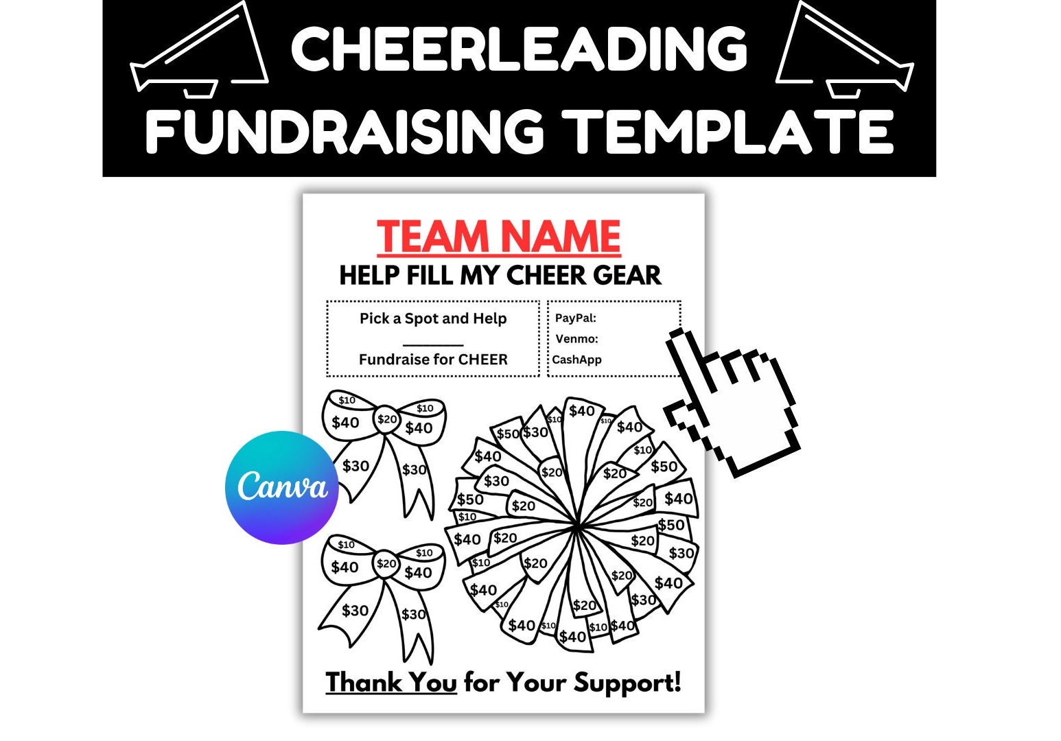 Cheerleading Fundraiser Template "fill My Cheer Gear" Cheer Fundraising ...