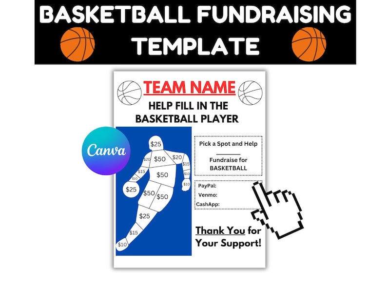 EDITABLE Basketball Fundraising Template, Fill in the Basketball Player ...