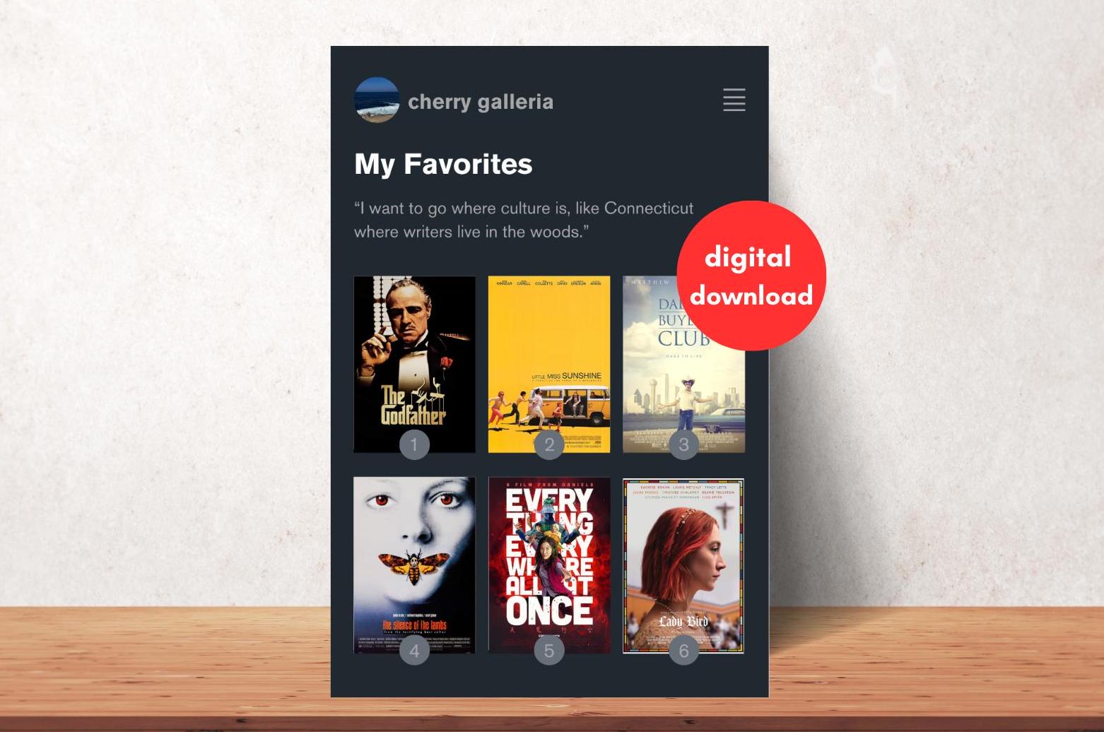 Aesthetic Movie Ranking Poster Custom Letterboxd Top 6 Film Favorite ...