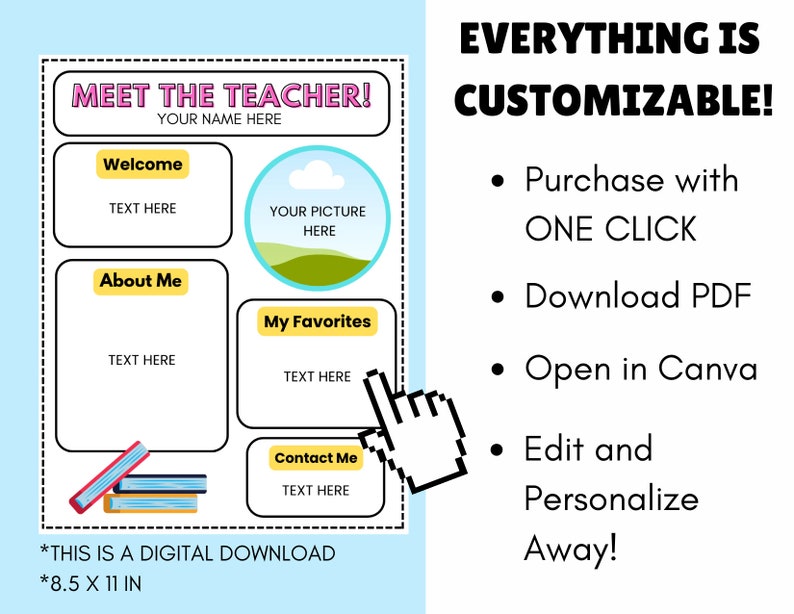Editable Fun, Colorful Meet the Teacher Template Canva Template Teacher ...