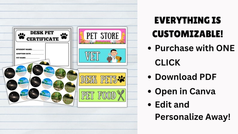 EDITABLE Desk Pet Starter Kit (certificate, Habitats, Signs), Classroom ...