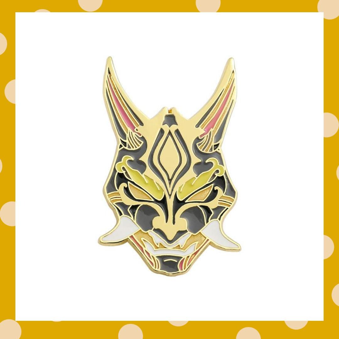 Xiao Mask Glow Pin, Genshin Impact Yaksha Themed, Enamel Brooch ...