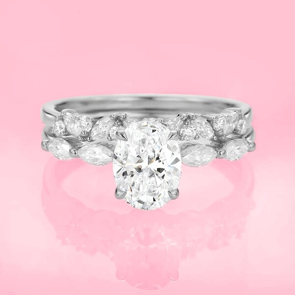 Oval Wedding Set - Etsy