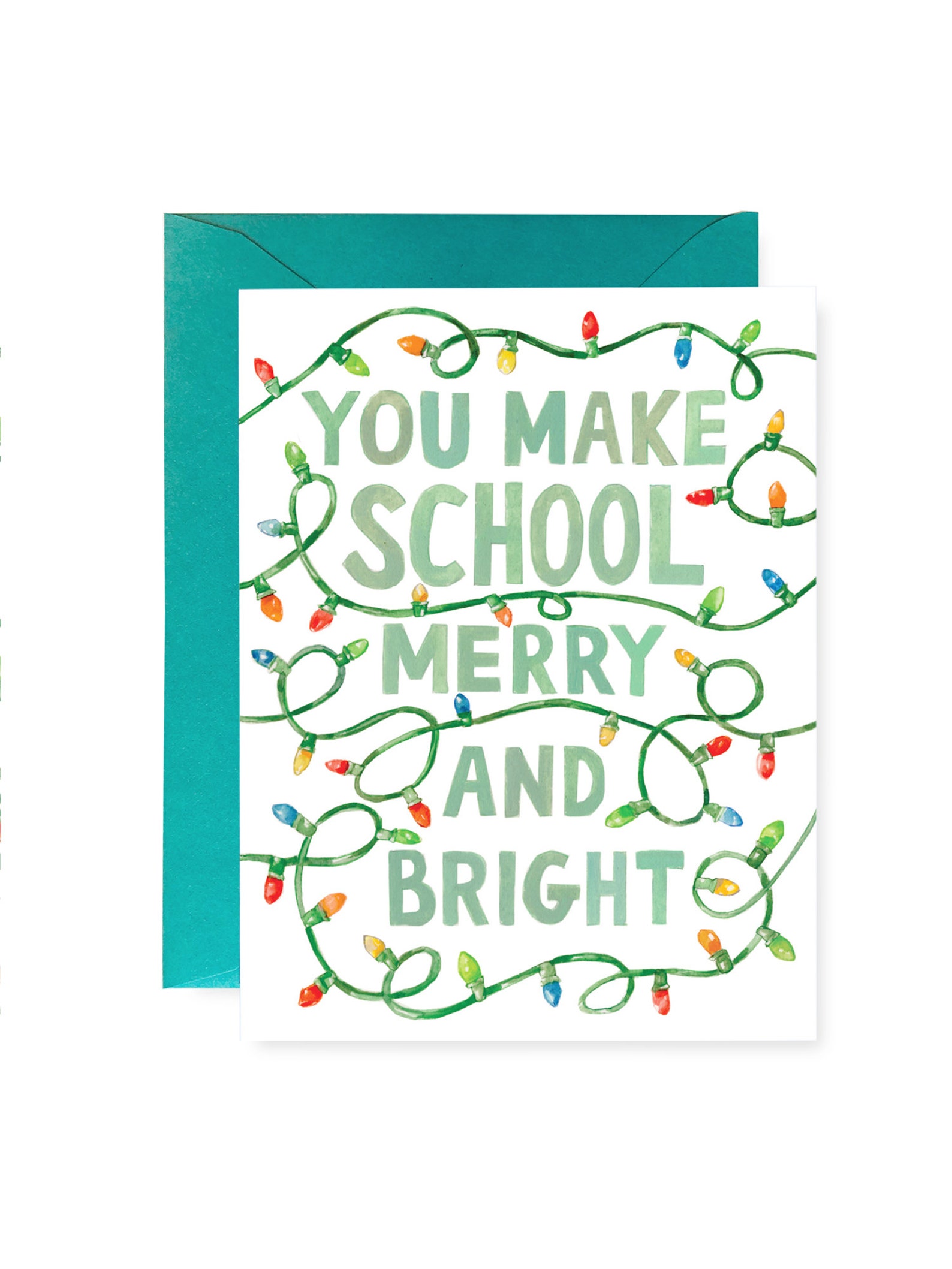 Merry & Bright Teacher Card - Cute Teacher Christmas Card for the ...