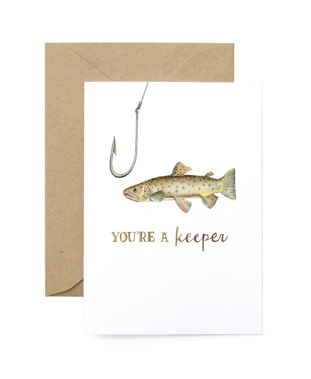You're A Keeper Fishing Greeting Card Illustrated Valentine's Day, Love ...