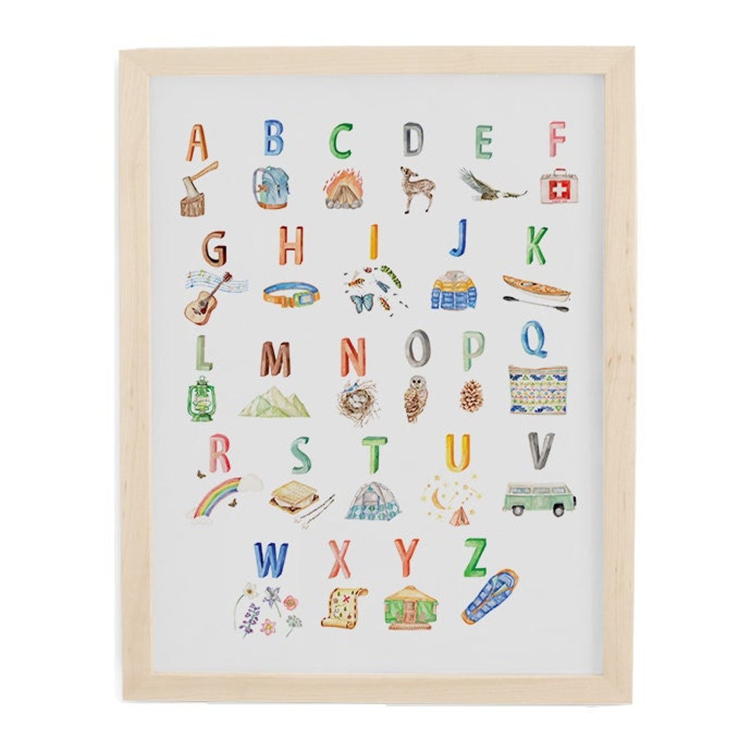 Alphabet Camping Art Print ABC Poster Perfect for Playrooms, Nurseries ...