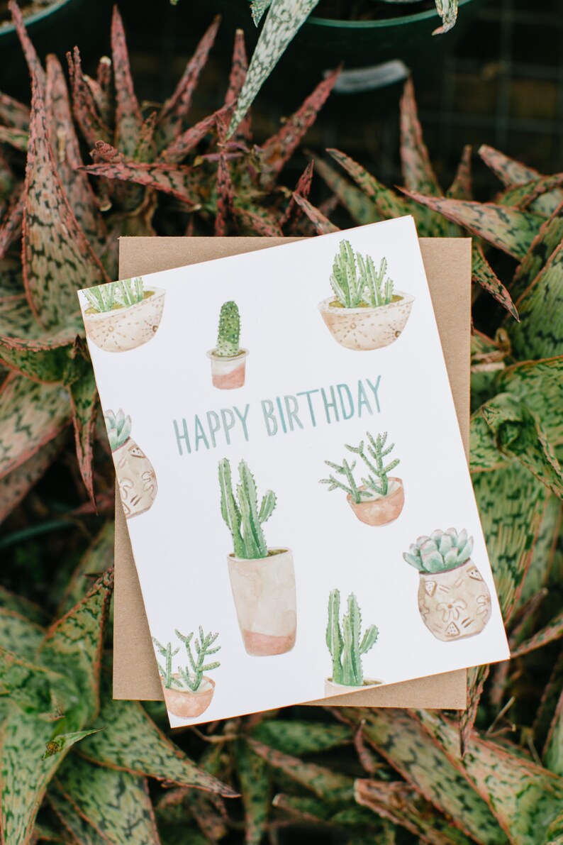 Cactus and Succulent Botanic Birthday Greeting Card - Etsy