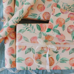 Peach Garden Gift Wrap - Peach Wrapping Paper, Peaches Fruit Luxury ...