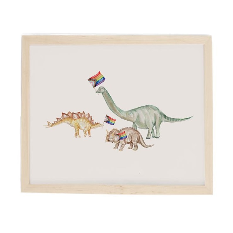 Rainbow Pride Art Print Featuring Dinosaurs- Gay Pride Art- 8x10 ...