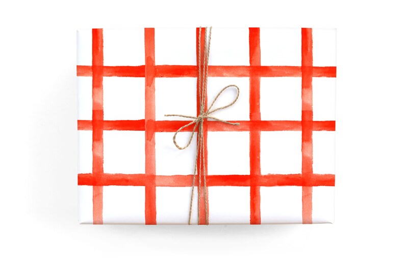 Red Checkered Pattern Holiday Gift Wrap Illustrated - Etsy